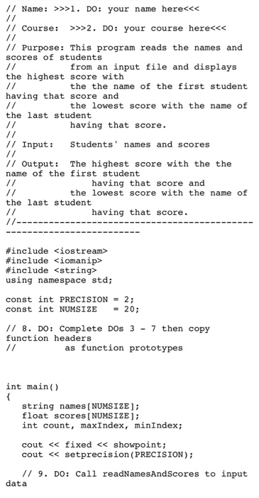 Solved lab4.cpp contains the starting point of a program | Chegg.com