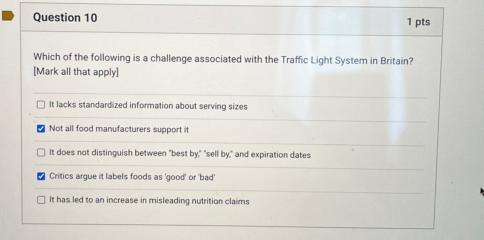 Solved Question 101 ﻿ptsWhich of the following is a | Chegg.com