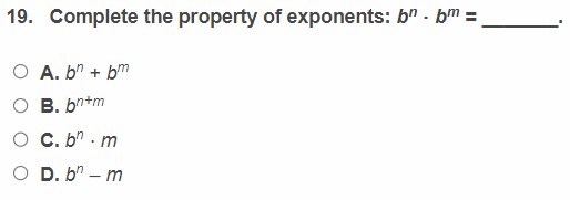 Solved Complete the property of exponents: | Chegg.com