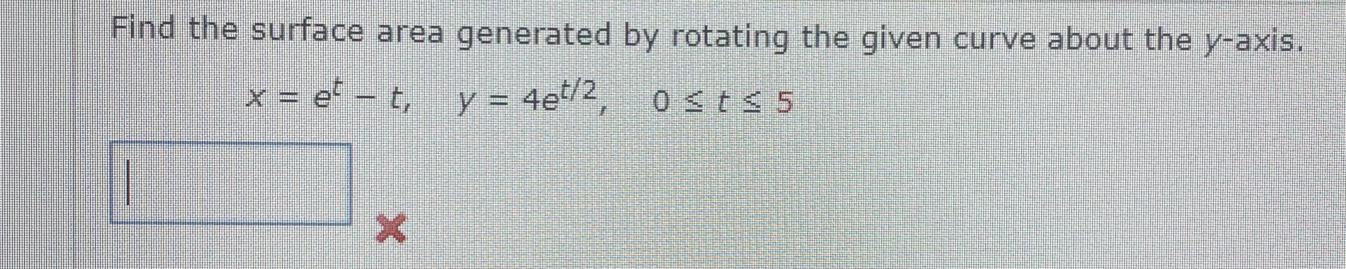 Solved Find the surface area generated by rotating the given | Chegg.com