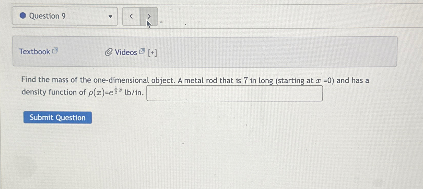 Solved Textbook Videos Find the mass of the one-dimensional | Chegg.com