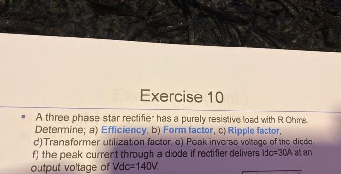 Solved A three phase star rectifier has a purely resistive | Chegg.com