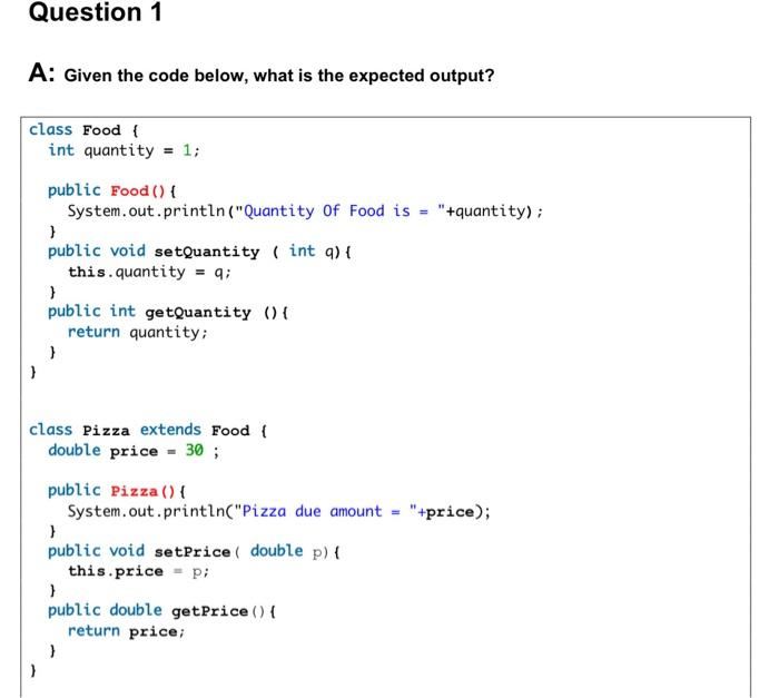 Solved A: Given the code below, what is the expected | Chegg.com