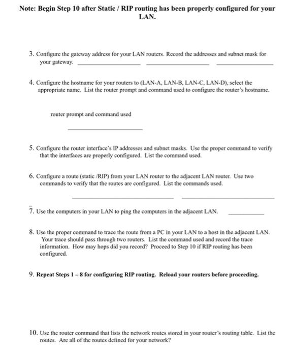 Solved Lab 9 Static and RIP Routing Name: Objective: The | Chegg.com