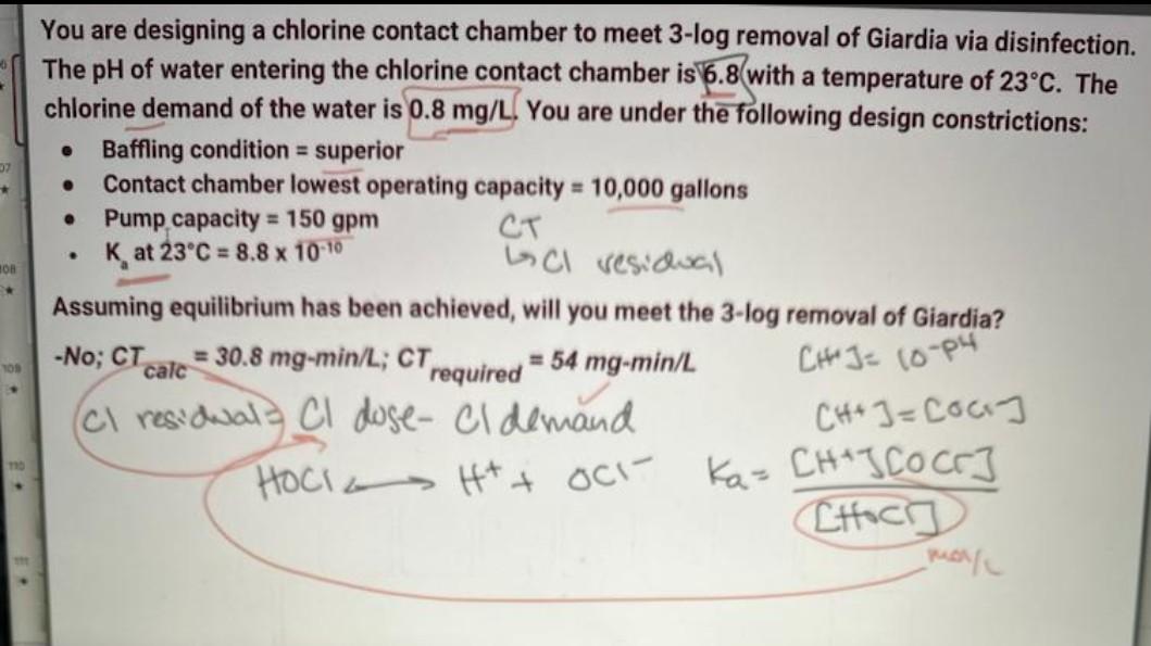 Solved You are designing a chlorine contact chamber to meet | Chegg.com