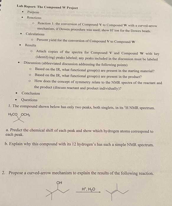 Solved Lab Report: The Compound W Project - Purpose - | Chegg.com