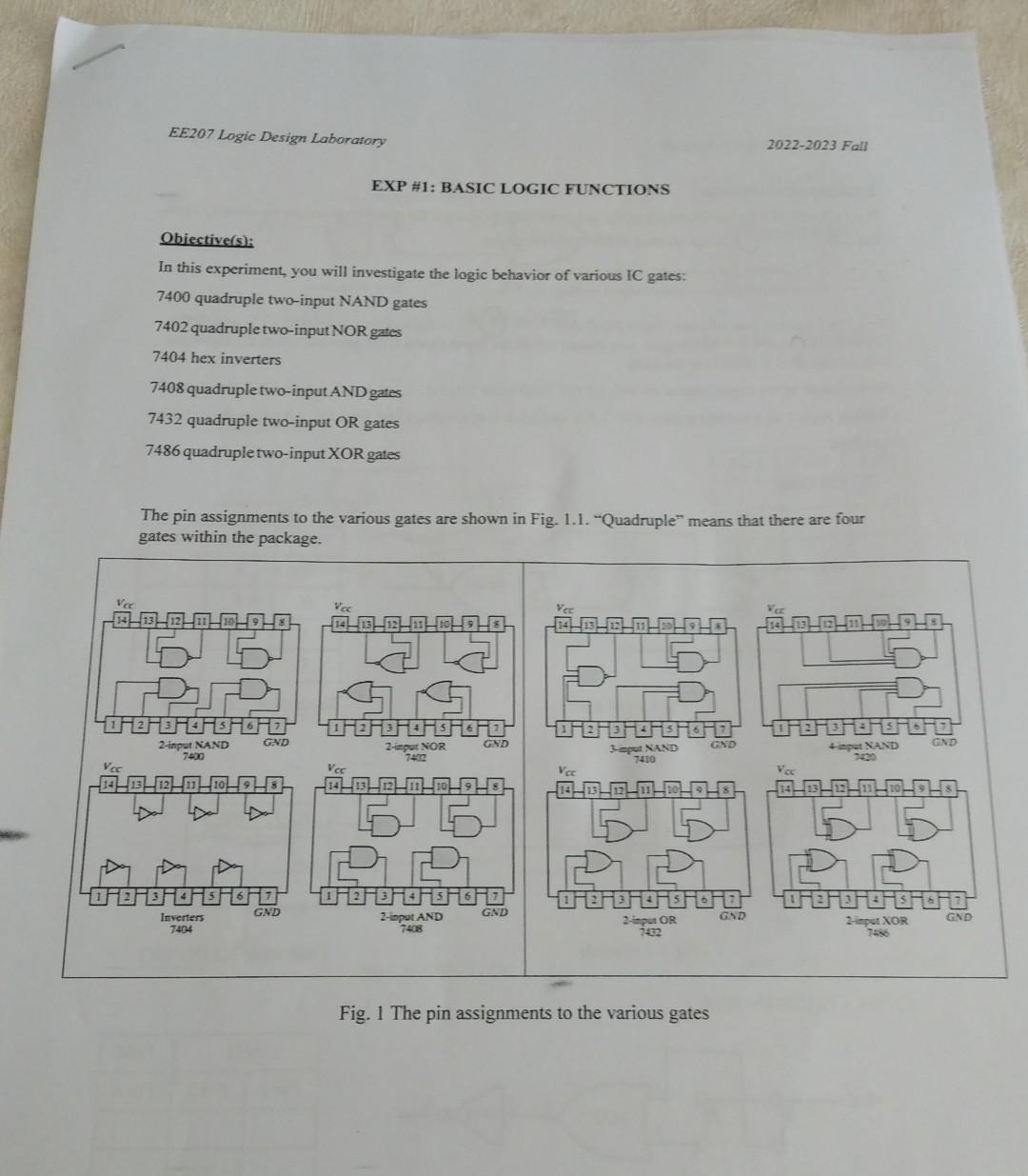 Solved Fig. 1 The pin assignments to the various | Chegg.com