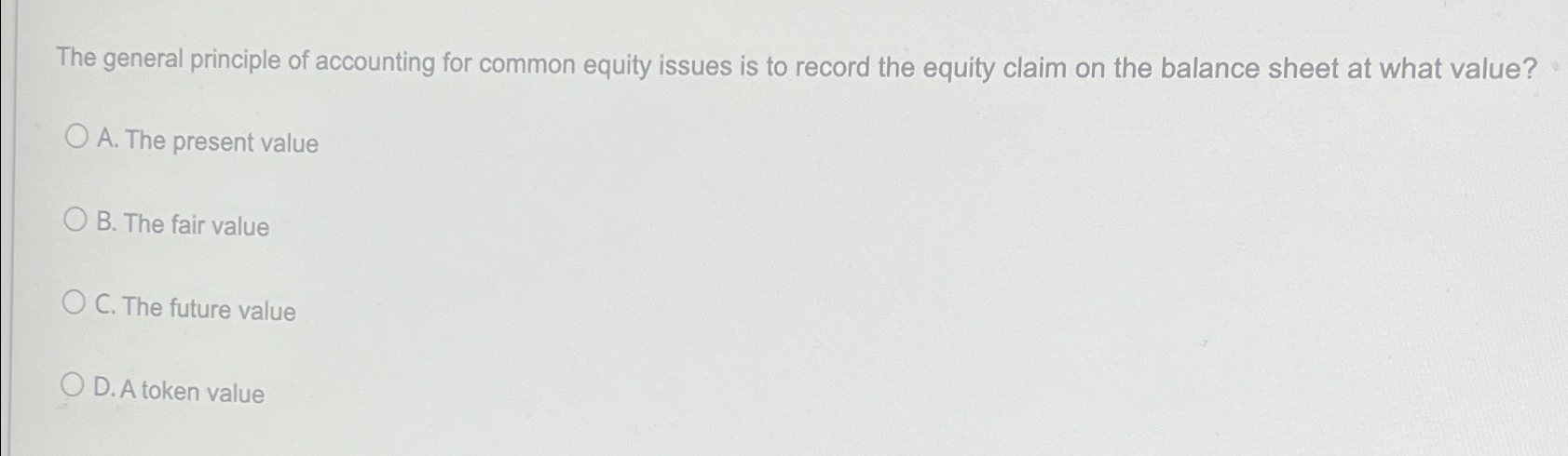 Solved The general principle of accounting for common equity | Chegg.com