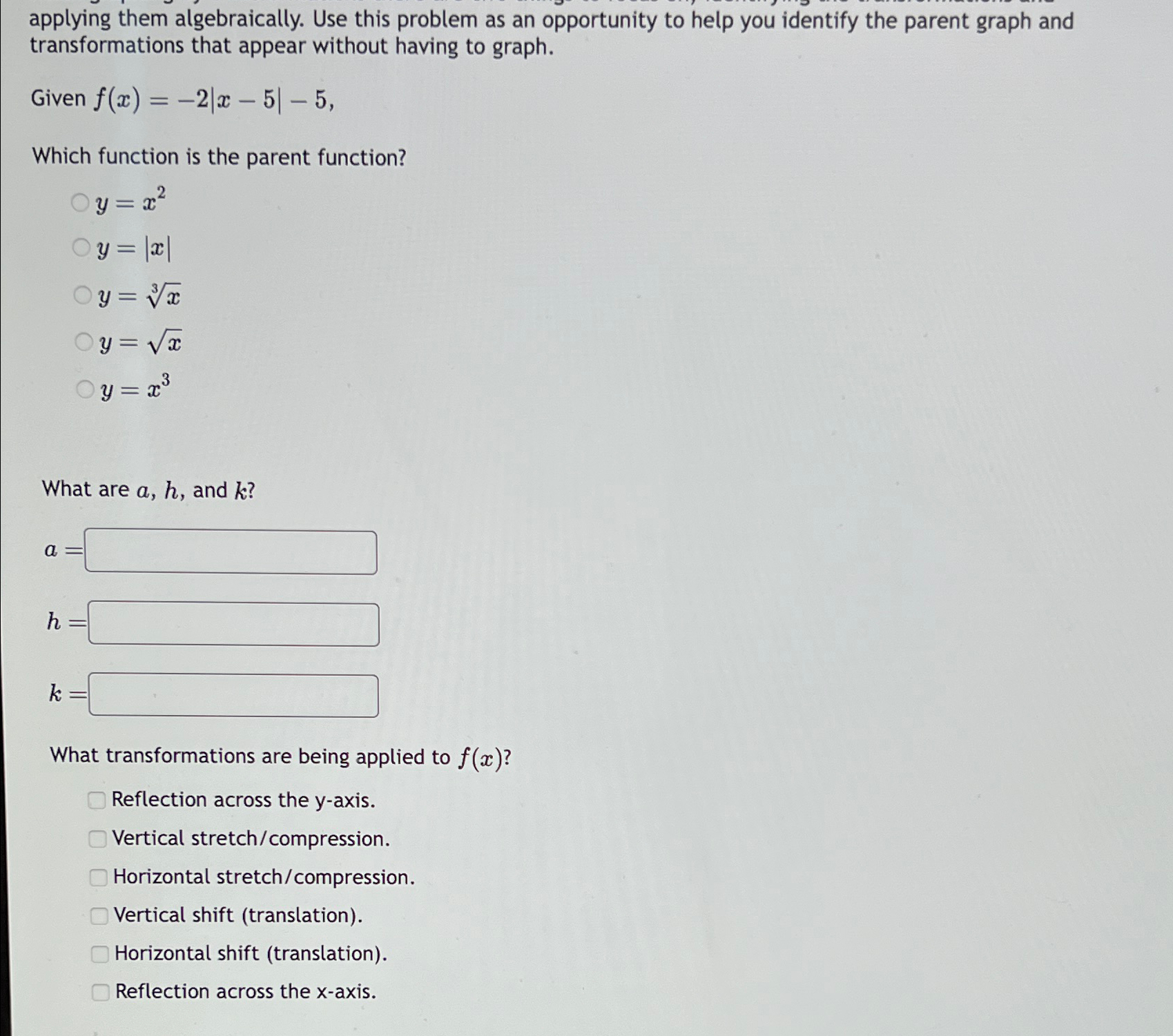 Solved applying them algebraically. Use this problem as an | Chegg.com