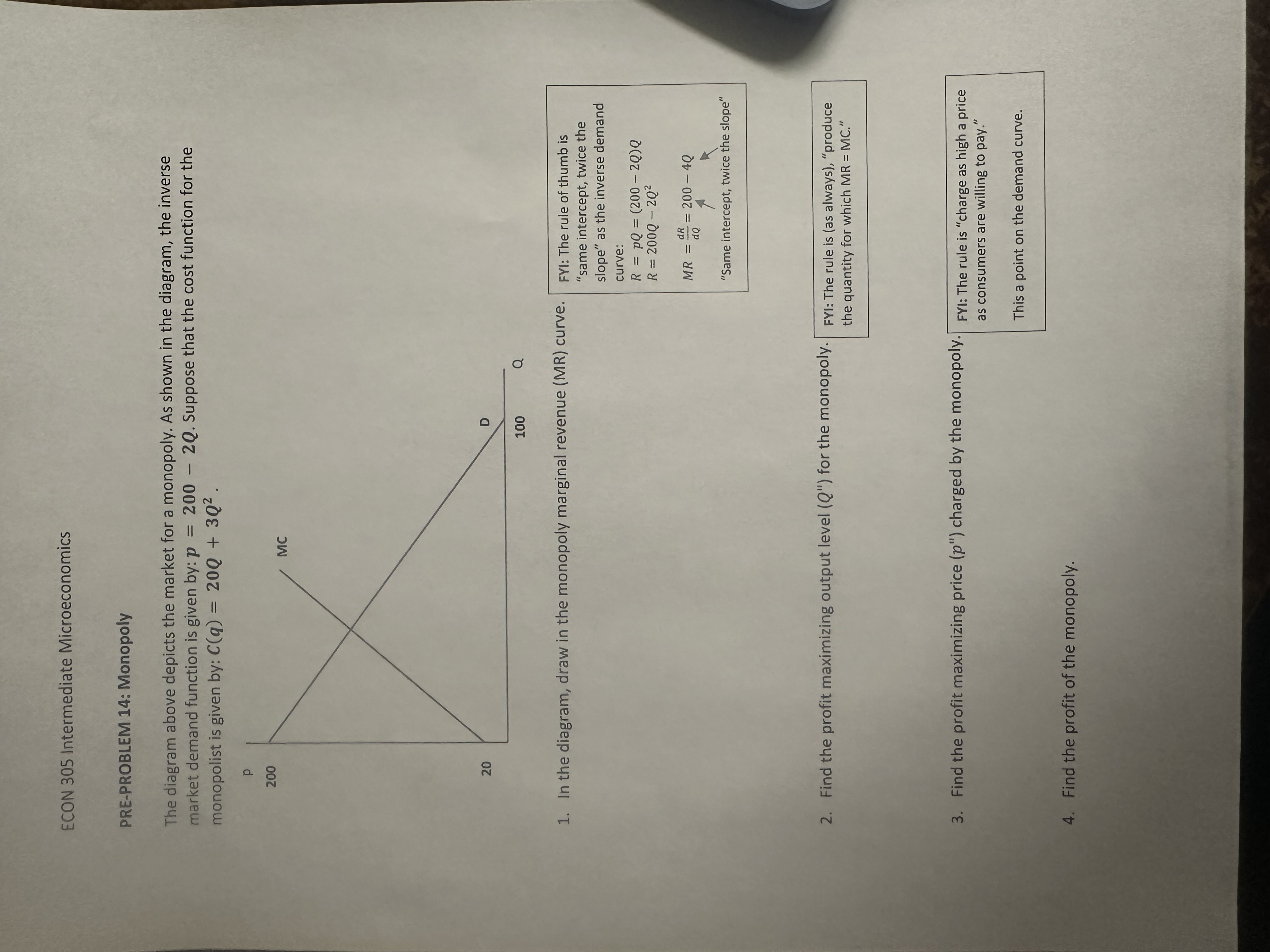 Solved ECON 305 ﻿Intermediate MicroeconomicsPRE-PROBLEM 14: | Chegg.com