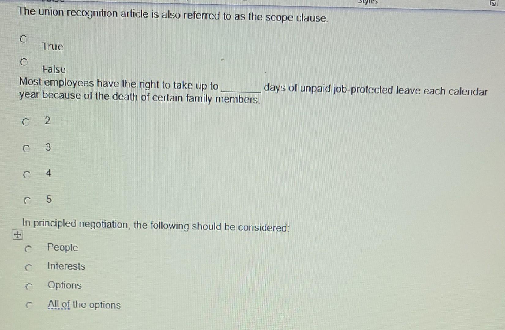 Solved The union recognition article is also referred to as | Chegg.com