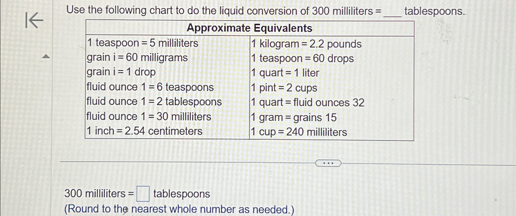 Solved Use the following chart to do the liquid conversion | Chegg.com