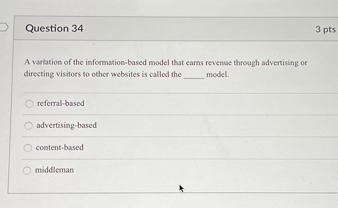 Solved Question 343 ﻿ptsA variation of the information-based | Chegg.com