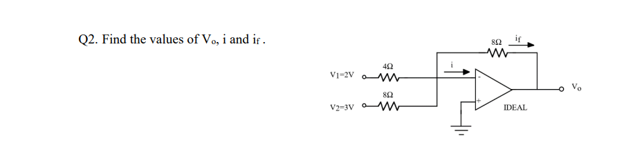 Solved Q2. ﻿Find the values of Vo, ﻿i and if . | Chegg.com
