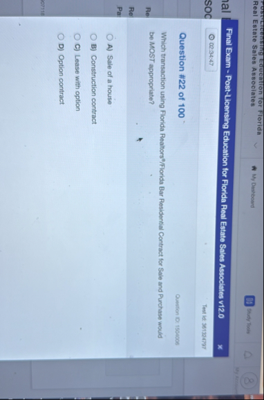 [Solved]: Tost-Licensing Education for Florida Real Estate S