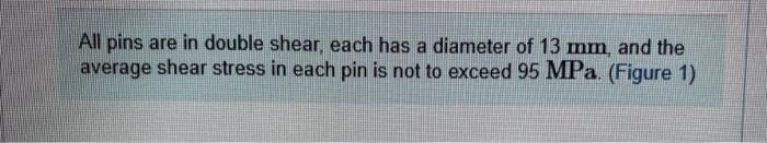 Solved All pins are in double shear, each has a diameter of | Chegg.com