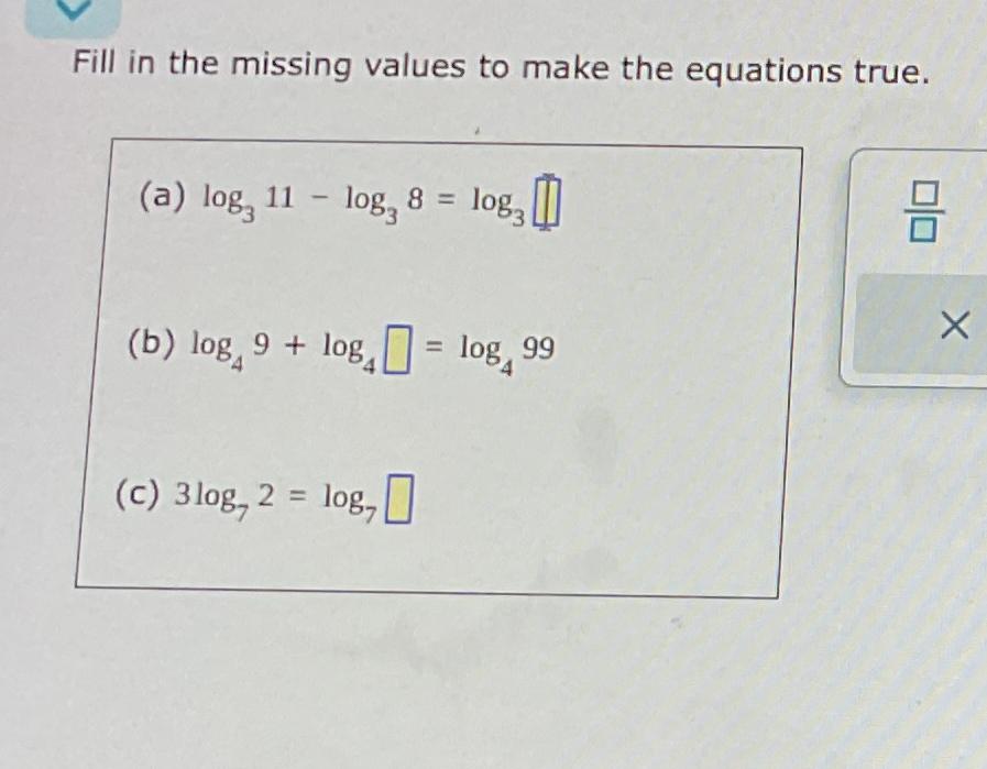 Solved Fill in the missing values to make the equations | Chegg.com