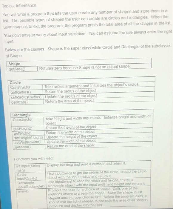 Solved Topics: Inheritance You will write a program that | Chegg.com