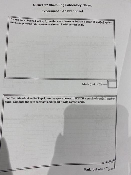 Solved 500674 Y2 Chem Eng Laboratory Class: Experiment 3 | Chegg.com