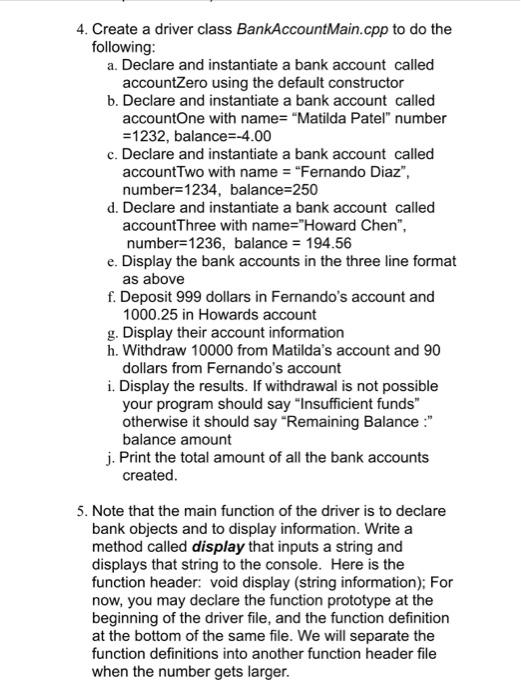 Solved Specifications: 1. Design a class called BankAccount. | Chegg.com