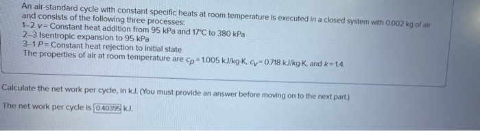 Solved An air-standard cycle with constant specific heats at | Chegg.com