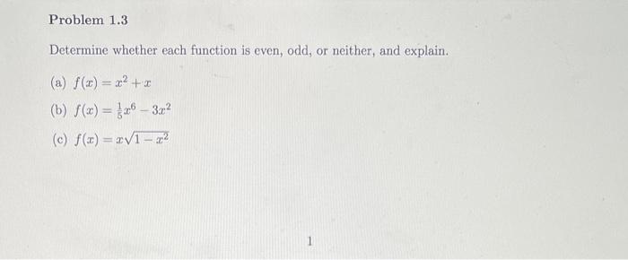 Solved Determine whether each function is even, odd, or | Chegg.com