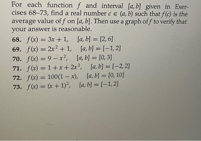 Solved For each function f and interval [a,b] in Exercises | Chegg.com