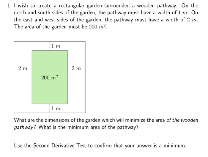 Solved 1. I wish to create a rectangular garden surrounded a | Chegg.com