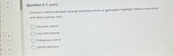 Solved Instances in which individuals show perseveration | Chegg.com
