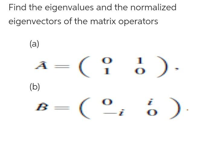 Solved Find the eigenvalues and the normalized eigenvectors | Chegg.com