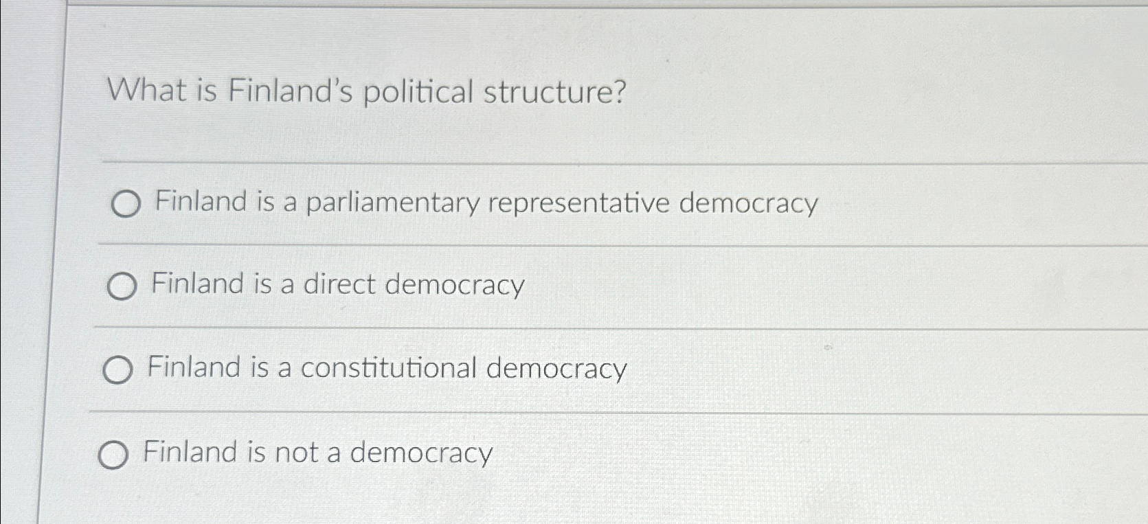 Solved What is Finland's political structure?Finland is a | Chegg.com