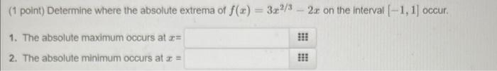 Solved oint) Determine where the absolute extrema of | Chegg.com