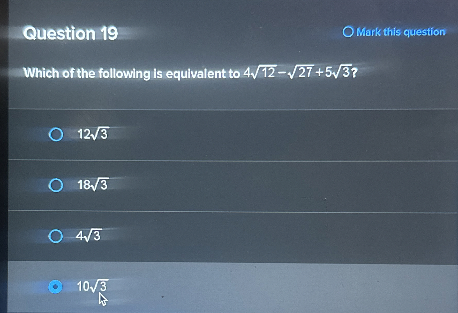Solved Question 19O Mark this questionWhich of the following | Chegg.com