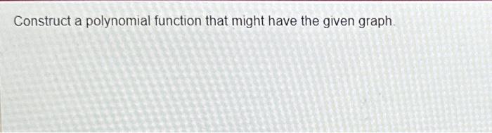 Solved Construct A Polynomial Function That Might Have The 