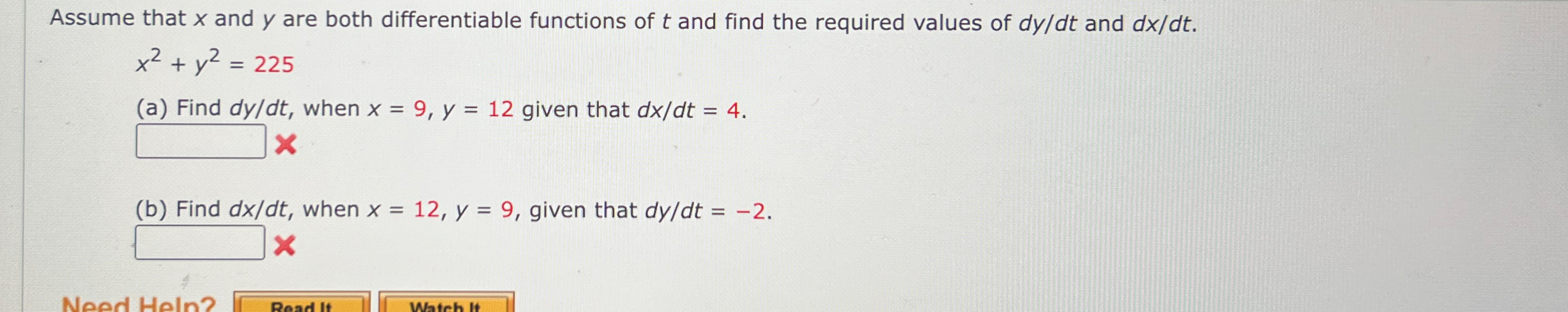 Solved Assume that x ﻿and y ﻿are both differentiable | Chegg.com