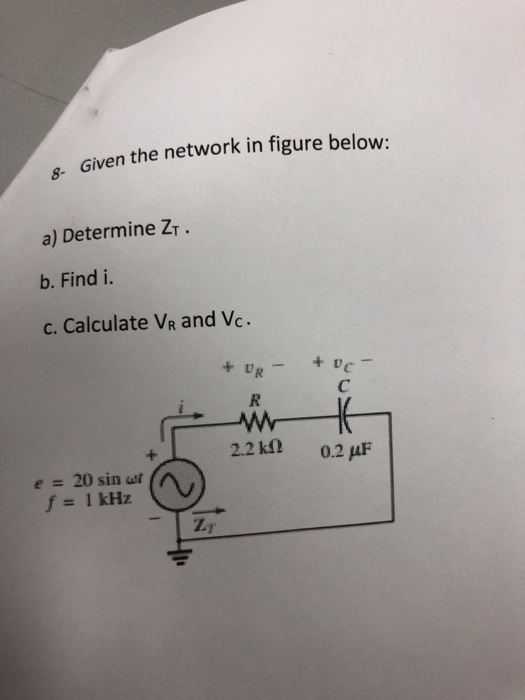 Solved ven the network in figure below: 8- Given the netwo | Chegg.com