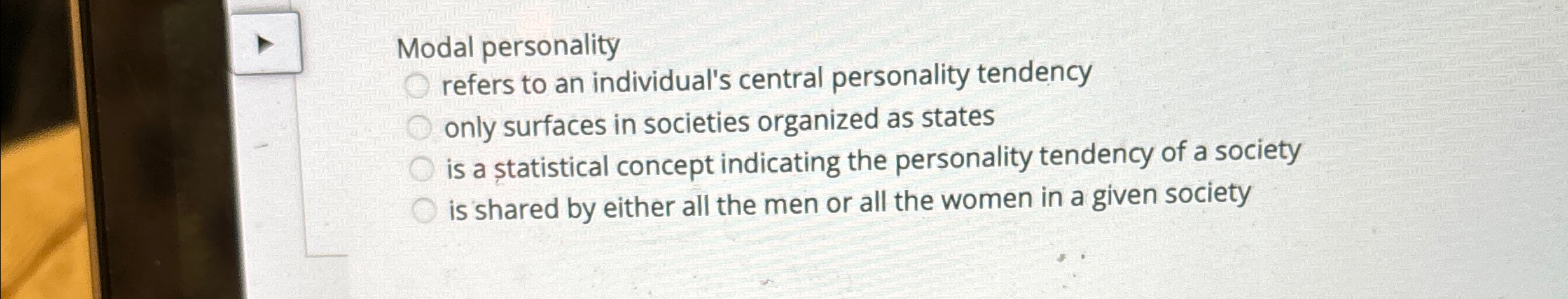 Solved Modal personalityq, ﻿refers to an individual's | Chegg.com