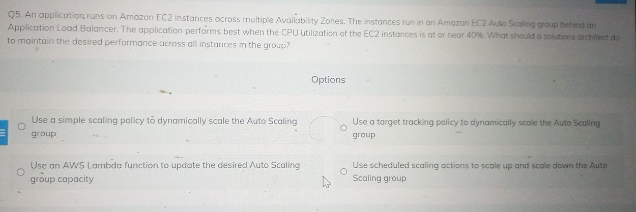 Solved Q5. ﻿An application runs on Amazon EC2 ﻿instances | Chegg.com