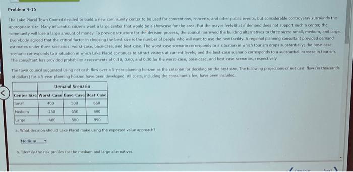 Solved The Lake Blacid Town Counal deoded to build a new | Chegg.com
