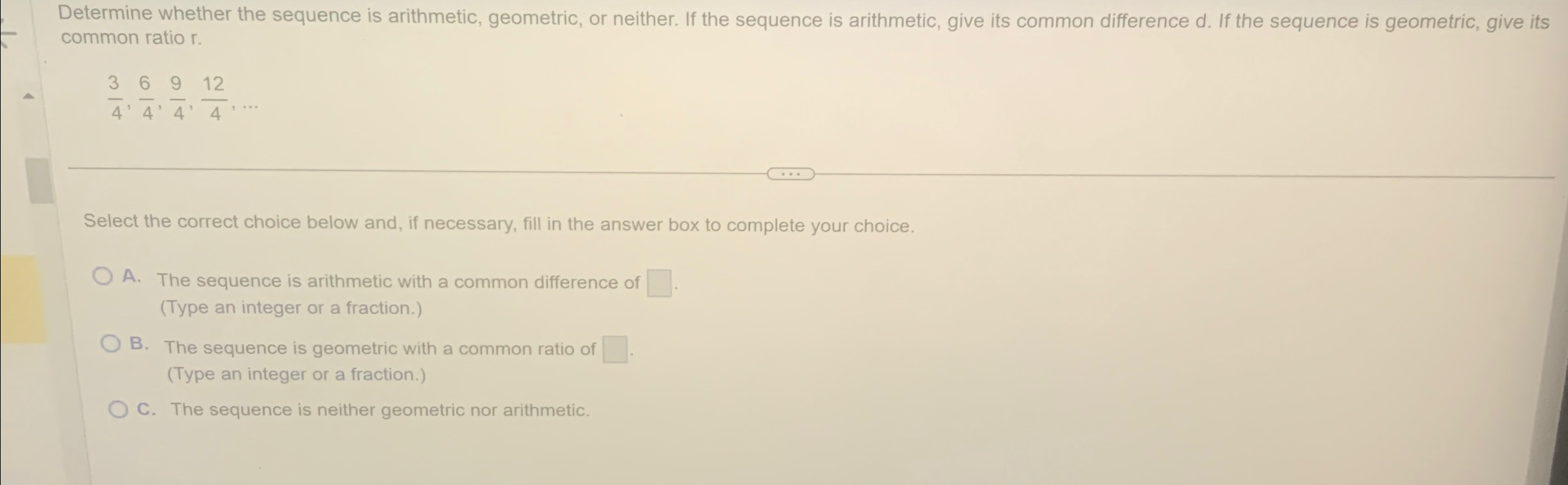 Solved Determine whether the sequence is arithmetic, | Chegg.com
