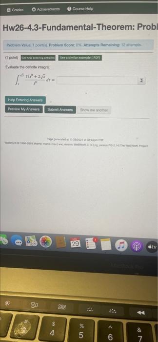 Solved Hw26-4.3-Fundamental-Theorem: Pro Problem Value | Chegg.com