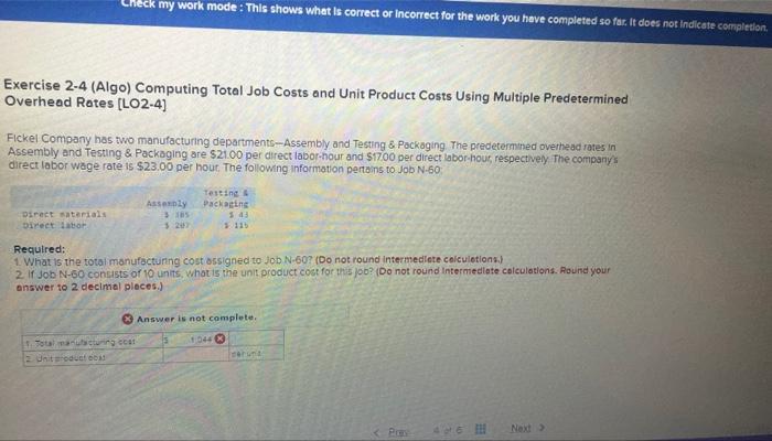 Solved Exercise 2-4 (Algo) Computing Total Job Costs and | Chegg.com