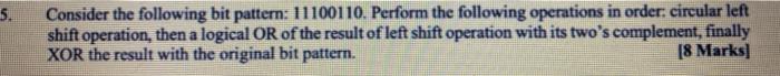 Solved 5. Consider the following bit pattern: 11100110. | Chegg.com