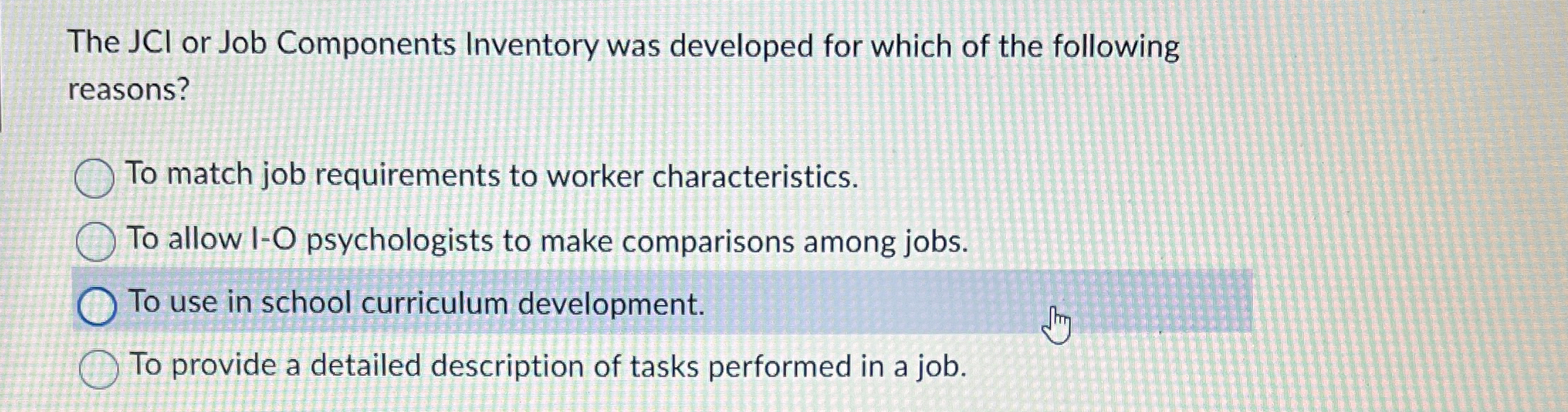 Solved The JCl ﻿or Job Components Inventory was developed | Chegg.com