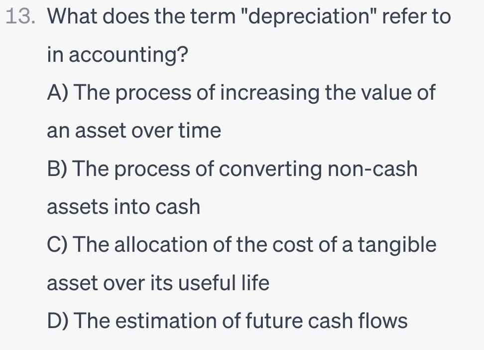 Solved What does the term "depreciation" refer to in | Chegg.com