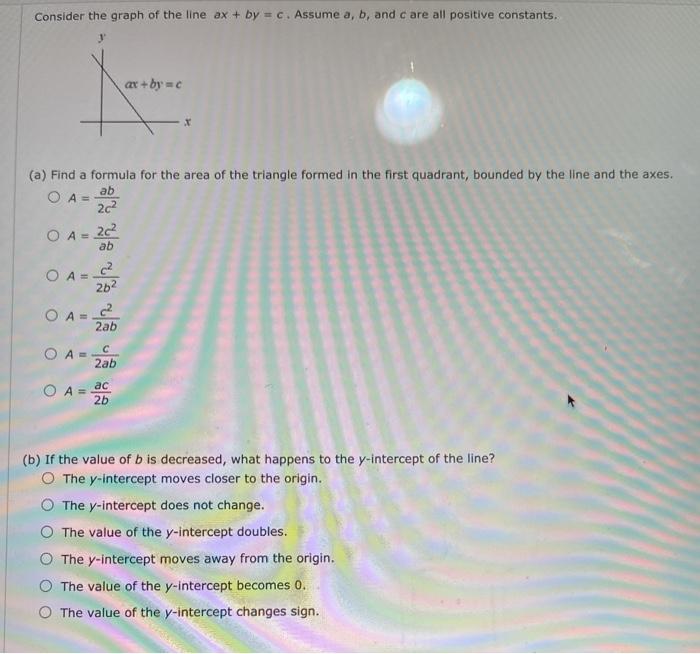 Solved Consider the graph of the line ax + by = c. Assume a, | Chegg.com
