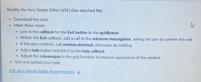 Solved Modify the Very Simple Editor (VSE) (See attached | Chegg.com