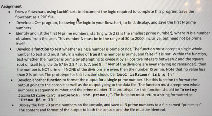 Solved Assignment • Draw a flowchart, using LucidChart, to | Chegg.com