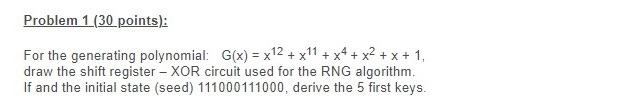 Solved Problem 1 (30 points): For the generating polynomial: | Chegg.com