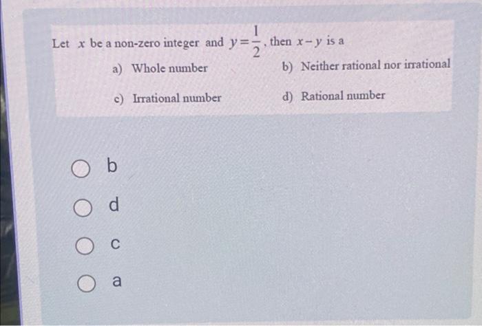Solved Let x be a non-zero integer and a) Whole number 1 | Chegg.com